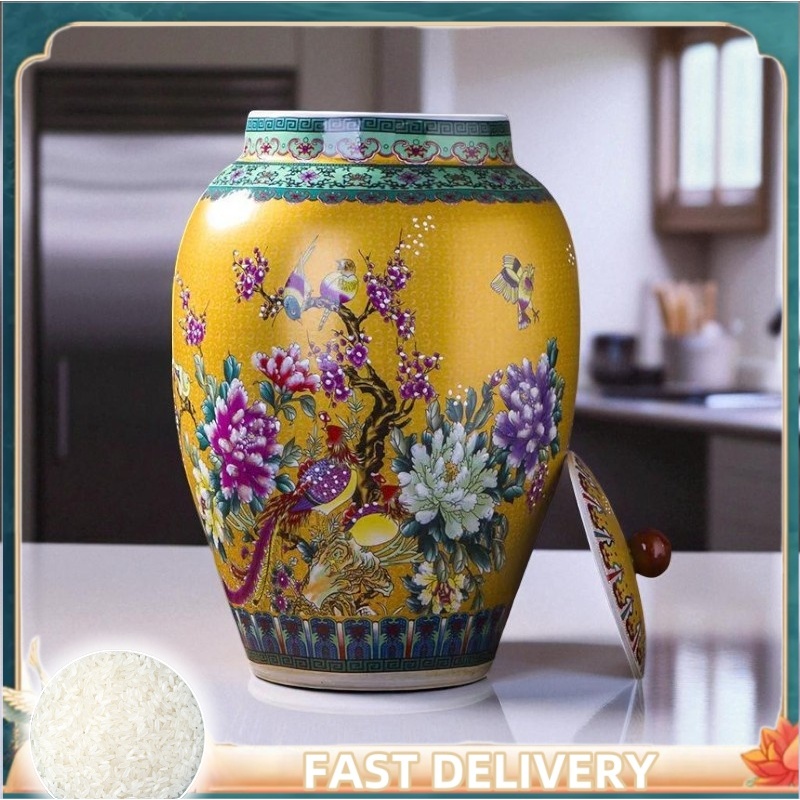 【Quick Arriva】Ceramic rice dispenser rice jar storage container ...