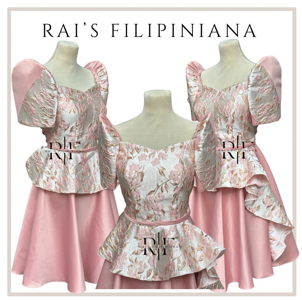 Modern Filipiniana Maxi Midi Dress Raffles (brocade) | Shopee Singapore