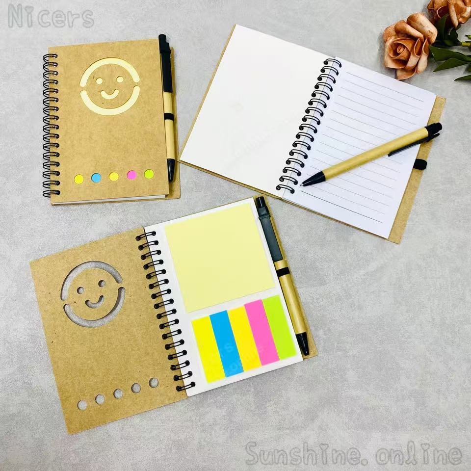 Multipurpose Coiled Notebook A6-105 Simple Memo Kraft Paper Book with ...