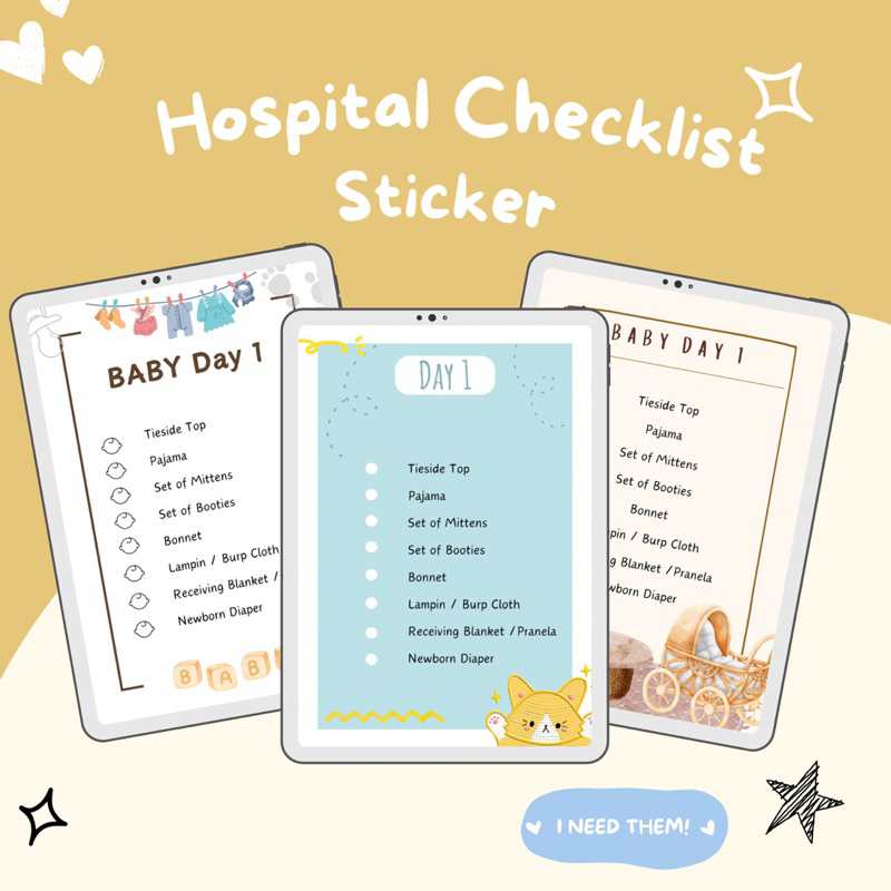 Hospital Bag Checklist Set Sticker for ziplock Bigger size for baby and ...
