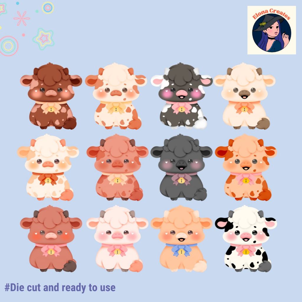 Cute Cows Waterproof Sticker Pack For Laptops, Planners, Tumblers EC ...