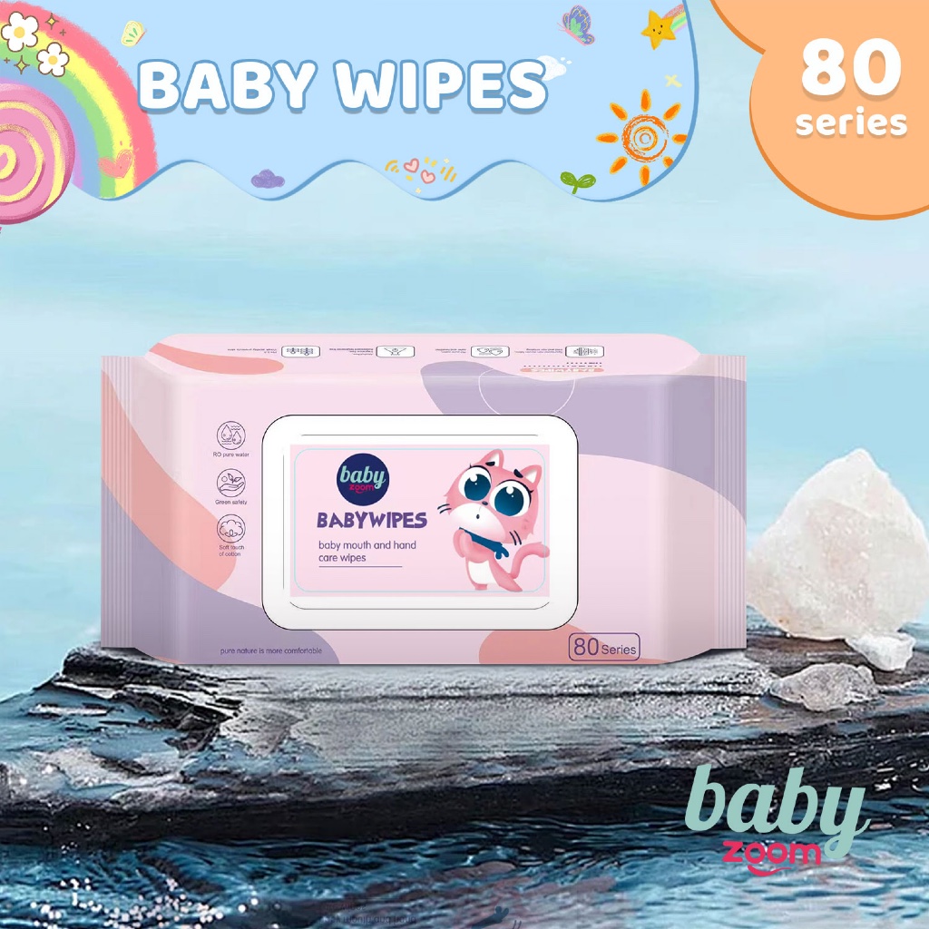 BabyZoom Baby Wipes Unscented 80 Sheets Diaper Wet Wipes for Baby Baby ...