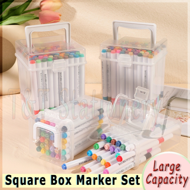 Acrylic Marker Set Large Capacity Square Box Marker Set Acrylic Paint ...