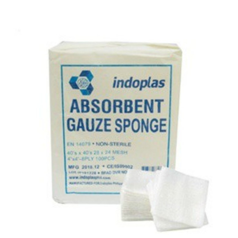 (AT-J) Indoplas Absorbent Gauze Sponge 4x4 (1 Pack - 100 pcs) Non ...