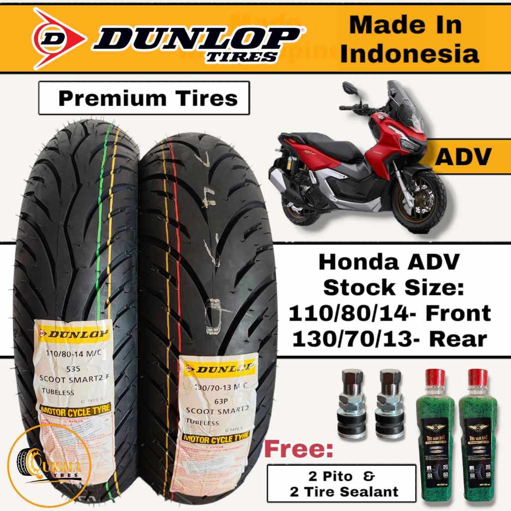 DUNLOP TIRE MADE INDONESIA FOR HONDA ADV- 110/80/14 & 130/70/13 (FREE ...