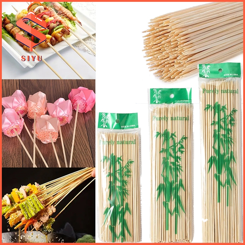 100pcs BBQ Sticks Disposable Barbecue Wood Sticks Barbecue Party Food ...