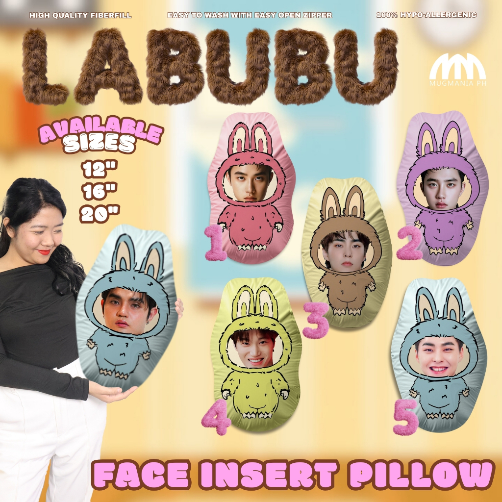 CUSTOMIZED LABUBU Face Insert Pillow - Mugmania - LABUBU Die Cut 3D ...