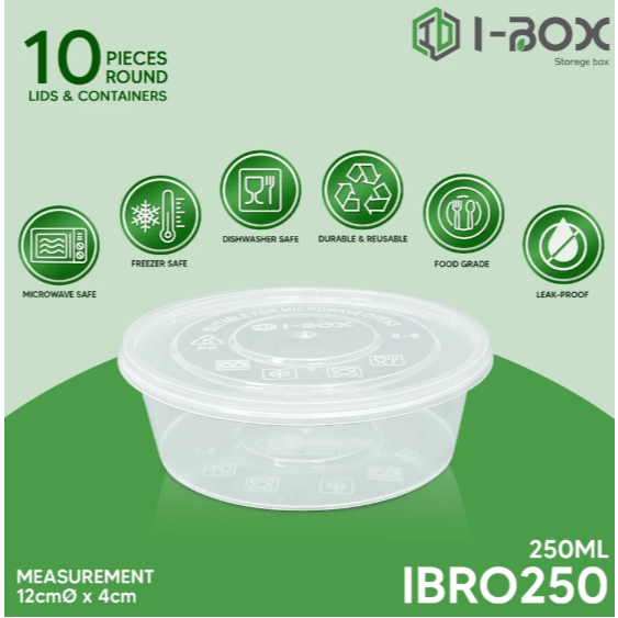 【I-BOX】 Microwavable Plastic Food Containers(Round) 250ml 300ml 450ml ...