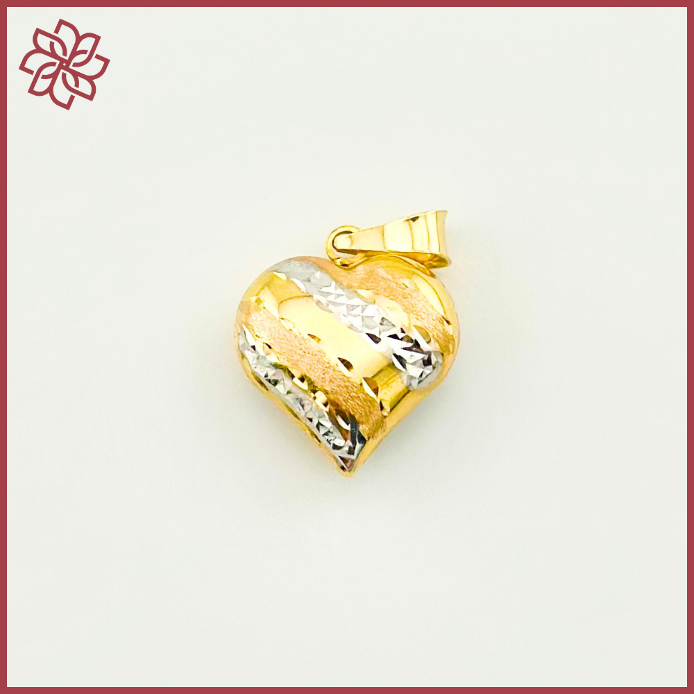 PAWNABLE 18K SAUDI GOLD Cutting Premium Tri-Color Heart Pendant ...