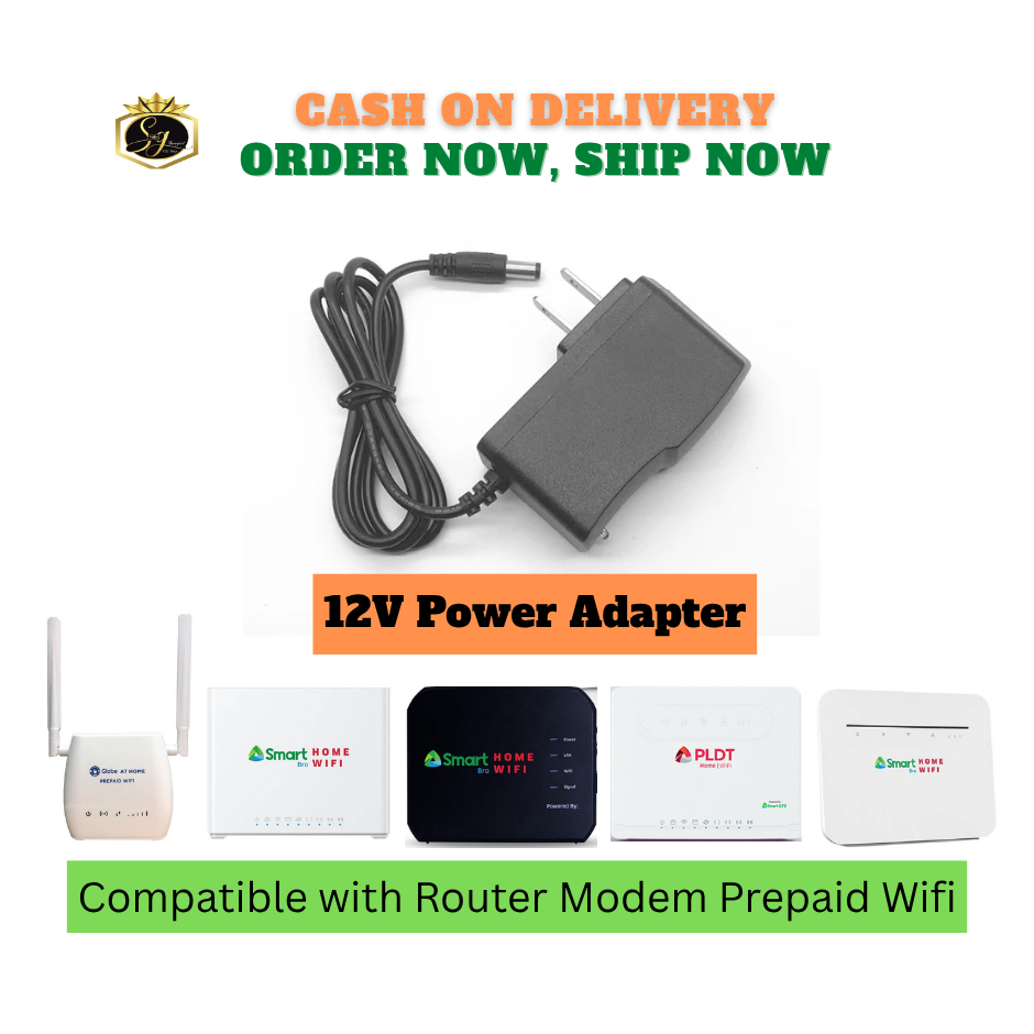 12V Charger Power Adaptor for Router Modem Prepaid Wifi Fiber or DSL ...