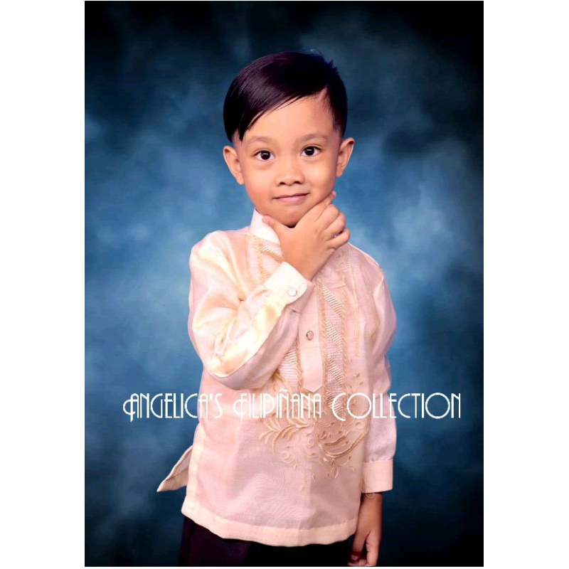 Barong tagalog for kids / traditional wear collar | Shopee Singapore