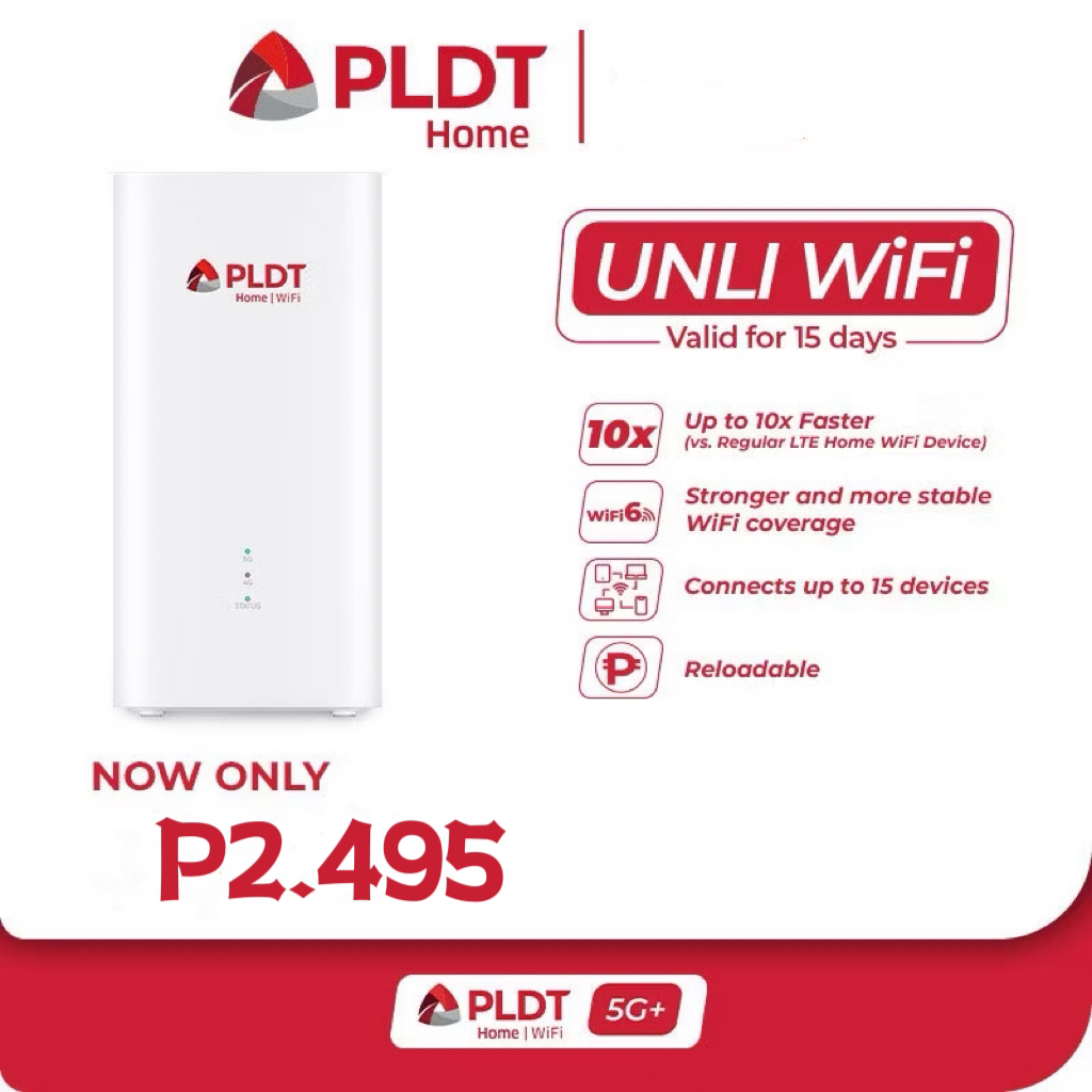 PLDT Home Prepaid Wifi Free 15Days Unli WIfi 5G+ Up To 10X Faster ...