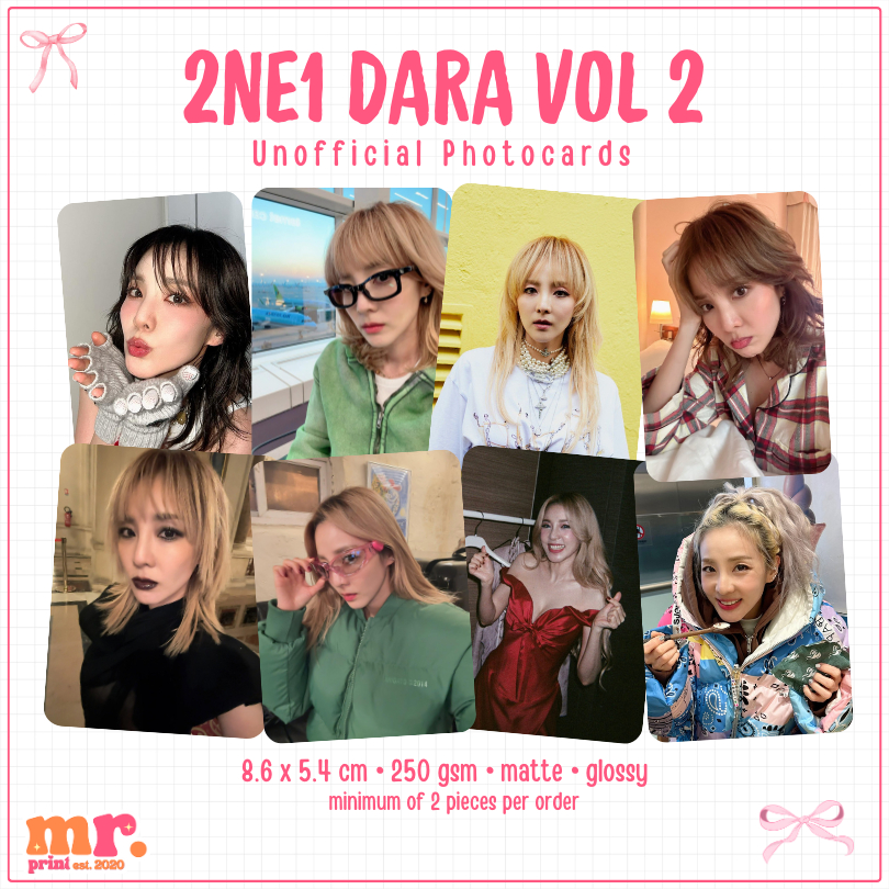 2NE1 DARA VOL 2 PHOTOCARD SANDARA PARK KPOP IDOL MATTE AND GLOSSY FINISH FANMADE PHOTOCARD ...