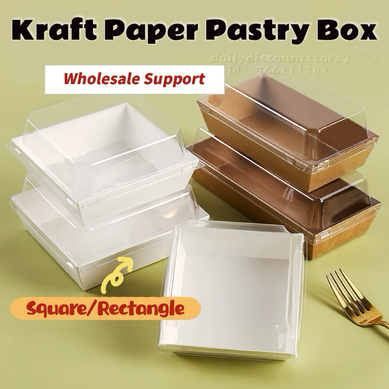 Square/Rectangle Transparent Cake Sandwich Kraft Box Pastry Box ...