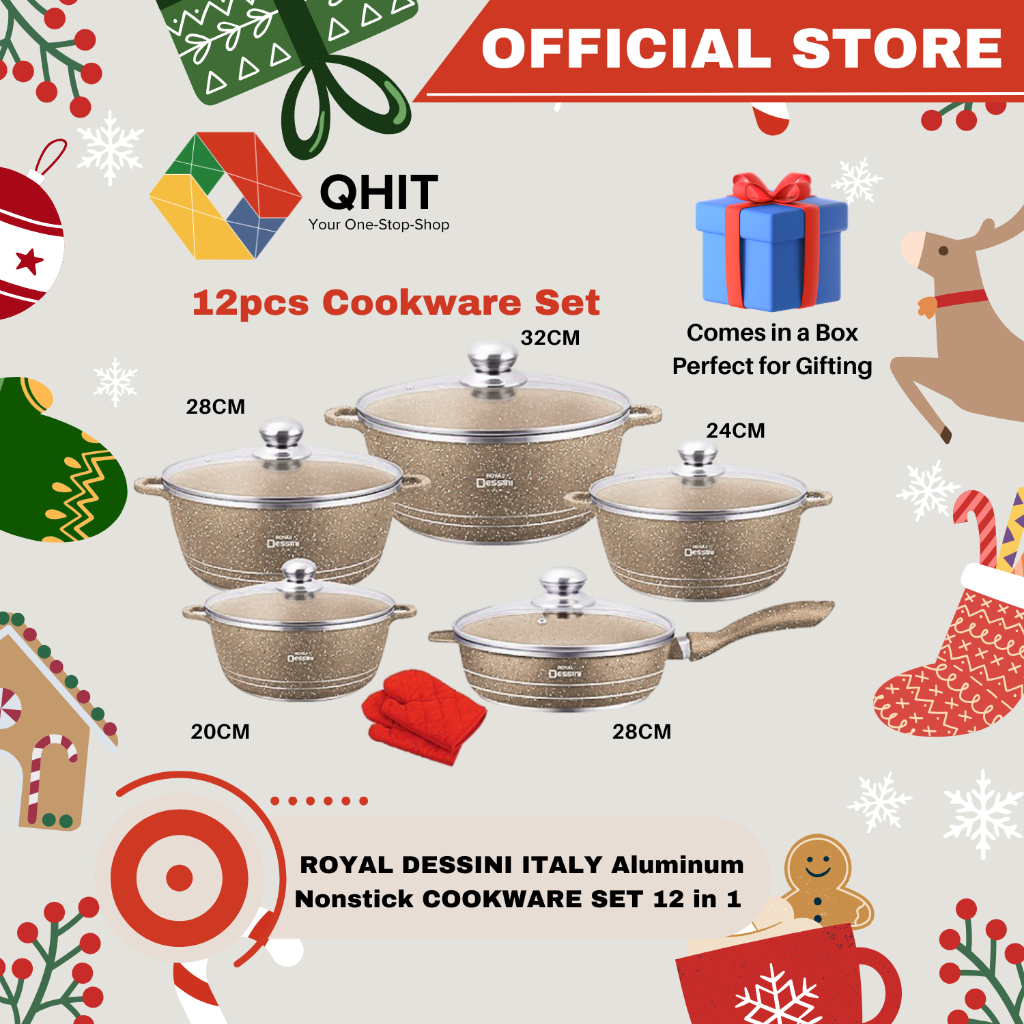 [NEW] ROYAL DESSINI ITALY by QHIT 12PCS and 10PCS COOKWARE SET WITH ...