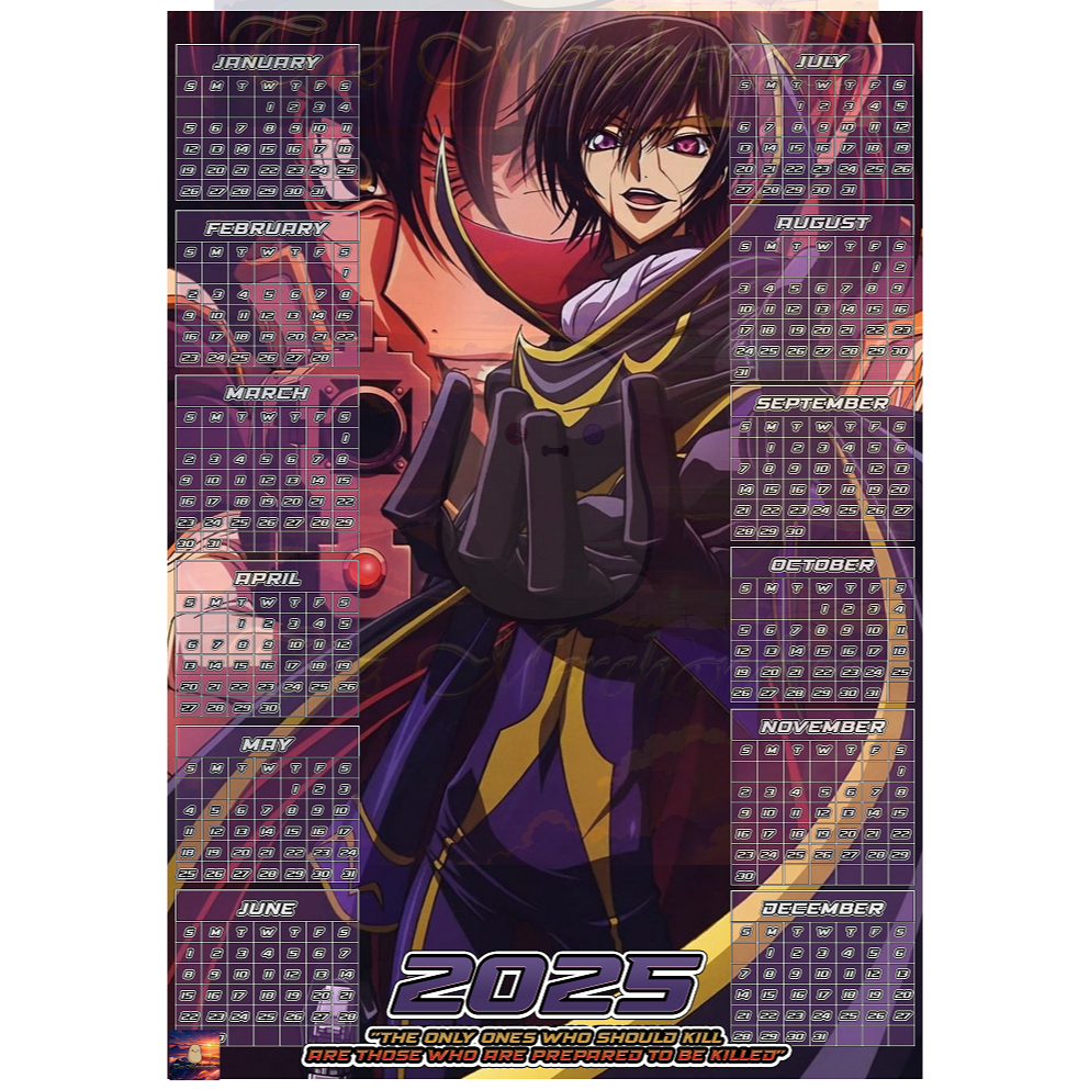 CODE GEASS 2025 CALENDAR (STICKER, LAMINATED) | Shopee Singapore