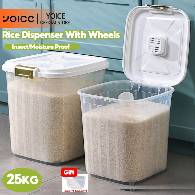 YOICE 25Kg Rice Dispenser Rice Box Storage Larger Capacity Food Storage ...