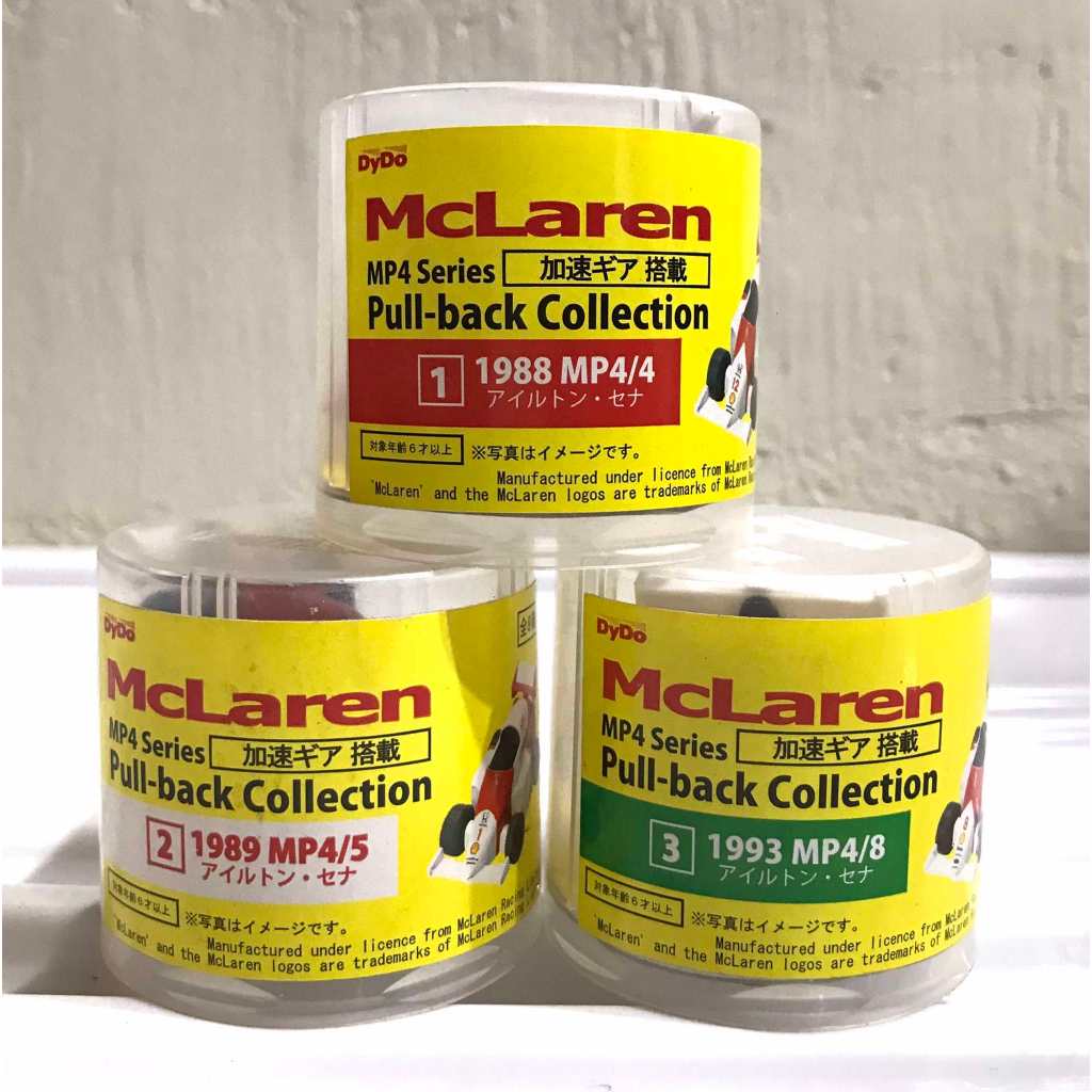 DyDo McLaren MP4 Series Miniature Pull-Back F1 Car Collection Ayrton Senna (3pcs) | Shopee Singapore