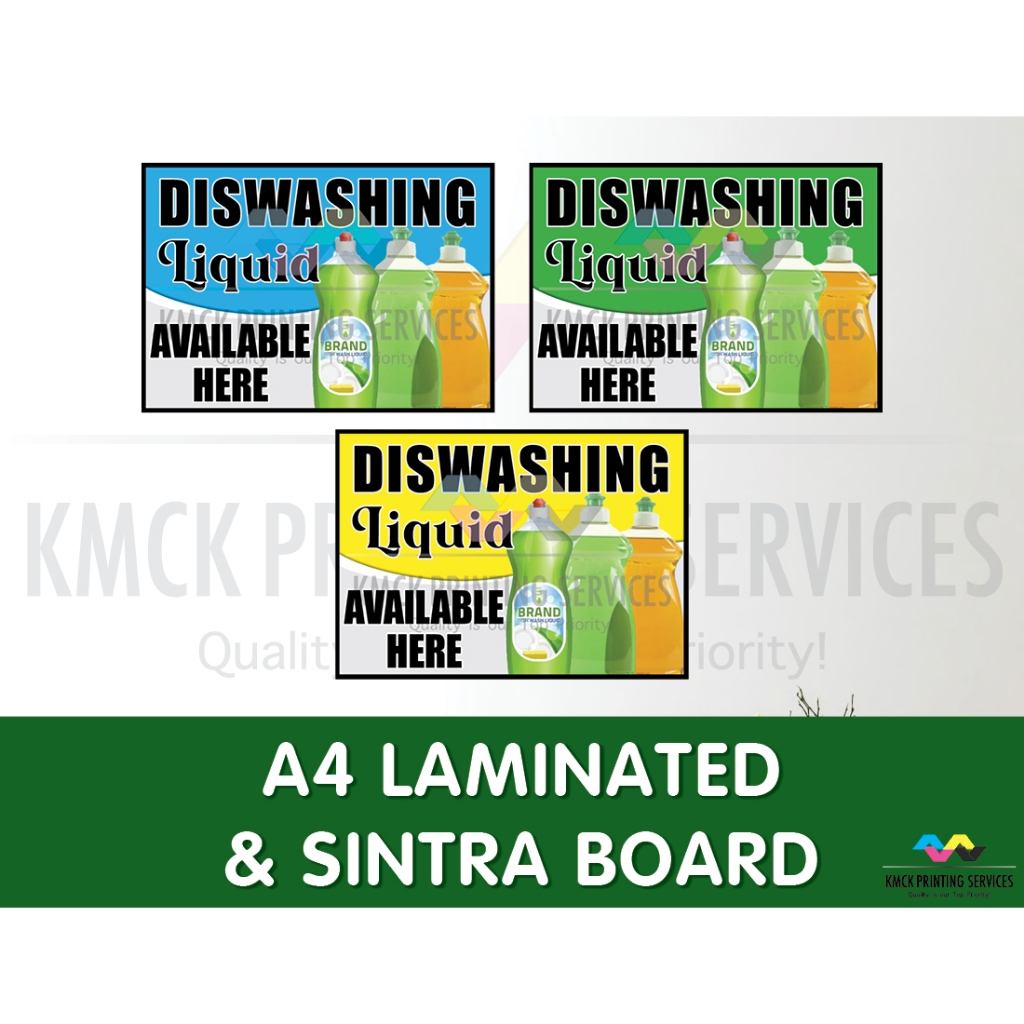 Dishwashing Liquid Available Here Signages Laminated | Sintra Board ...