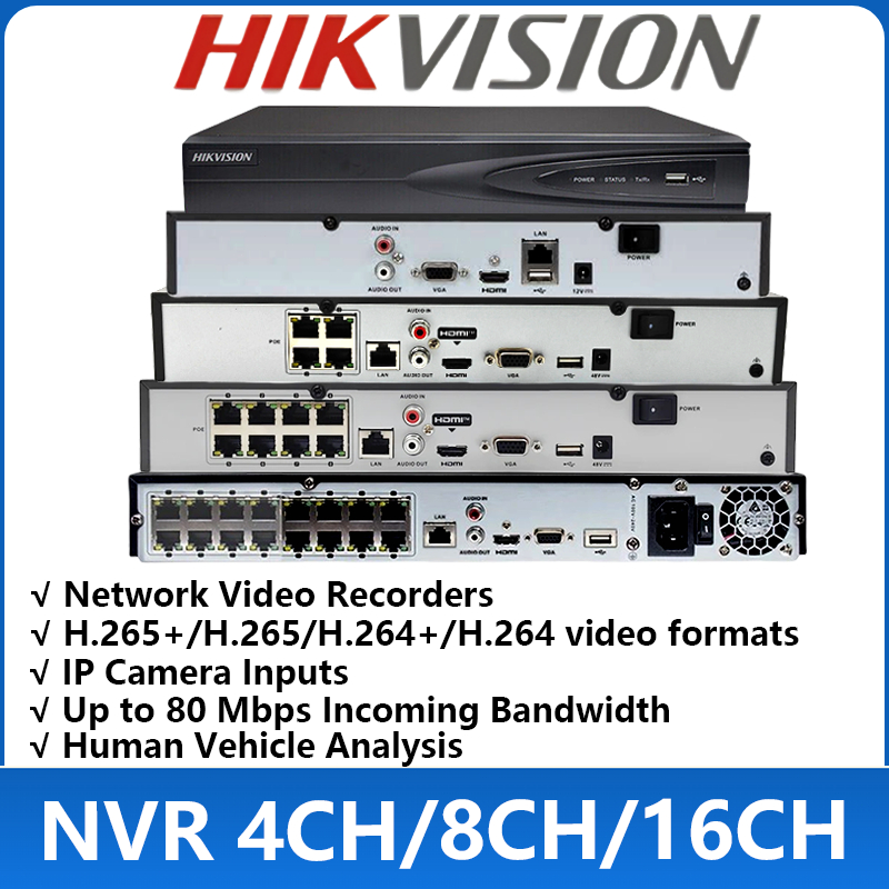 Hikvision 4/8/16CH 4K CCTV POE Network Video Recorders H.265 Face ...