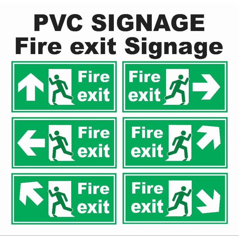 Signage for Fire Exit - Green - PVC PLASTIC MATERIAL SIGNAGE | Shopee ...