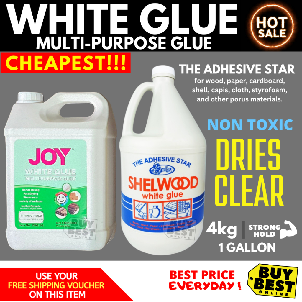 Joy / Shelwood White Glue for school projects 4kg (Gallon) | Shopee ...