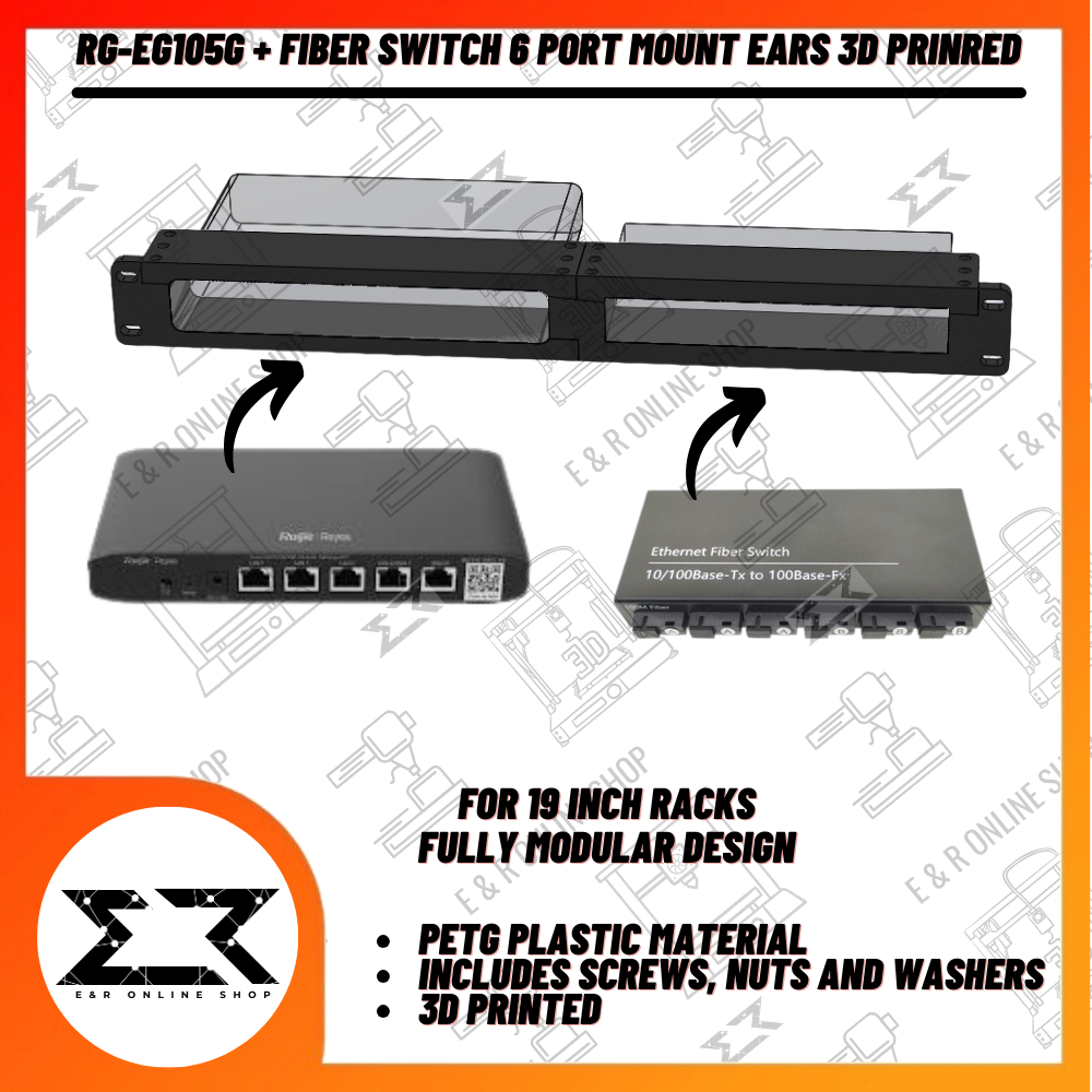 RU1J1E RG-EG105G + Ethernet Fiber Switch 6 Port Rack Mount Ears 3D ...
