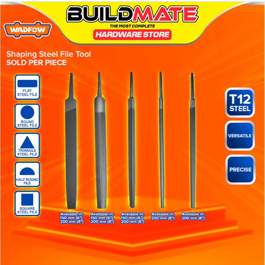 BUILDMATE Wadfow Steel File 6" Inch / 8" Inch Flat Half Round Square ...