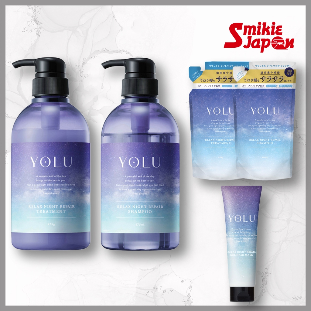 YOLU Relax Night Repair Hair Care Shampoo & Treatment 475ml / Mask 145g / Refills 400ml Direct ...