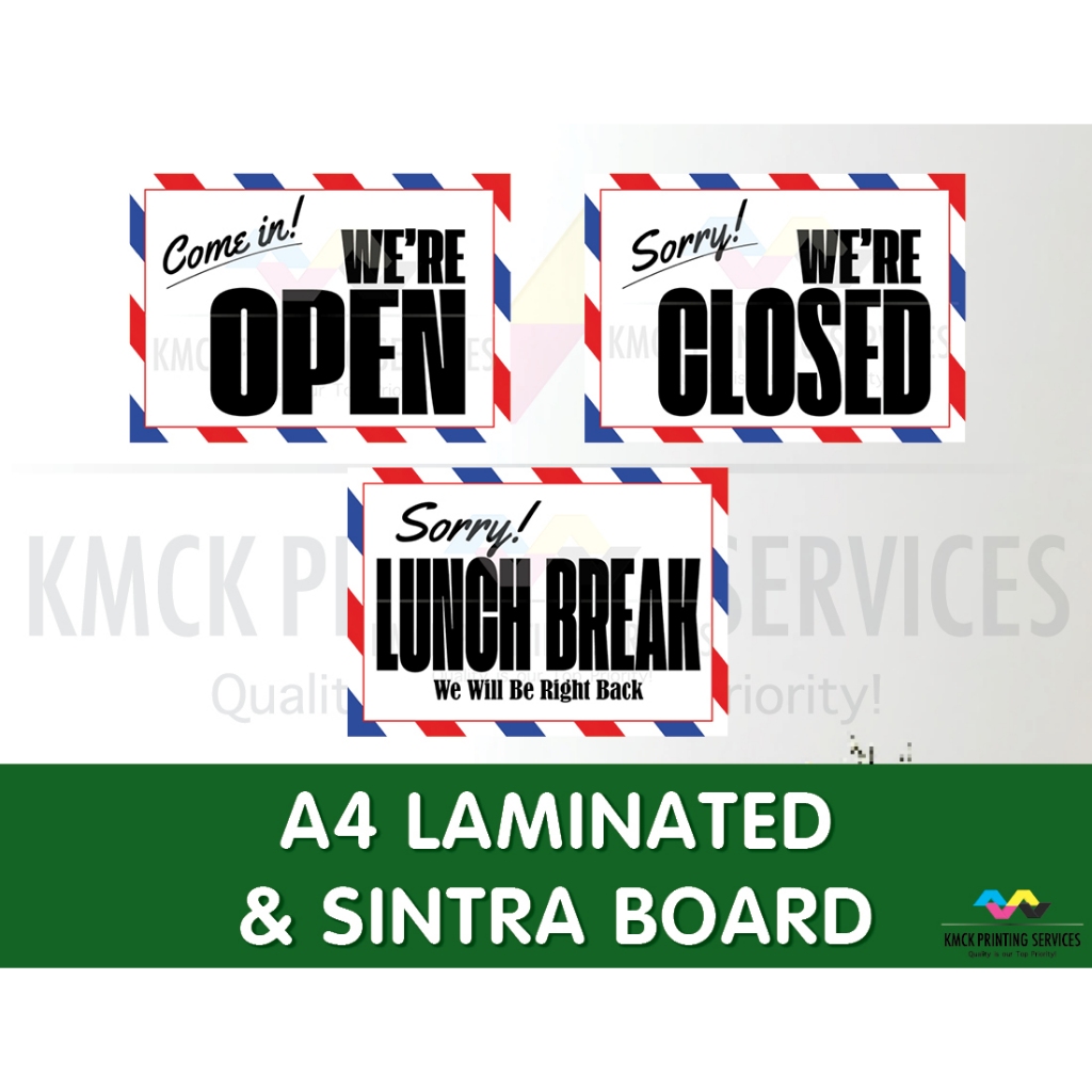 Barber Shop | We're Open | We're Closed | Lunch Break Signages ...