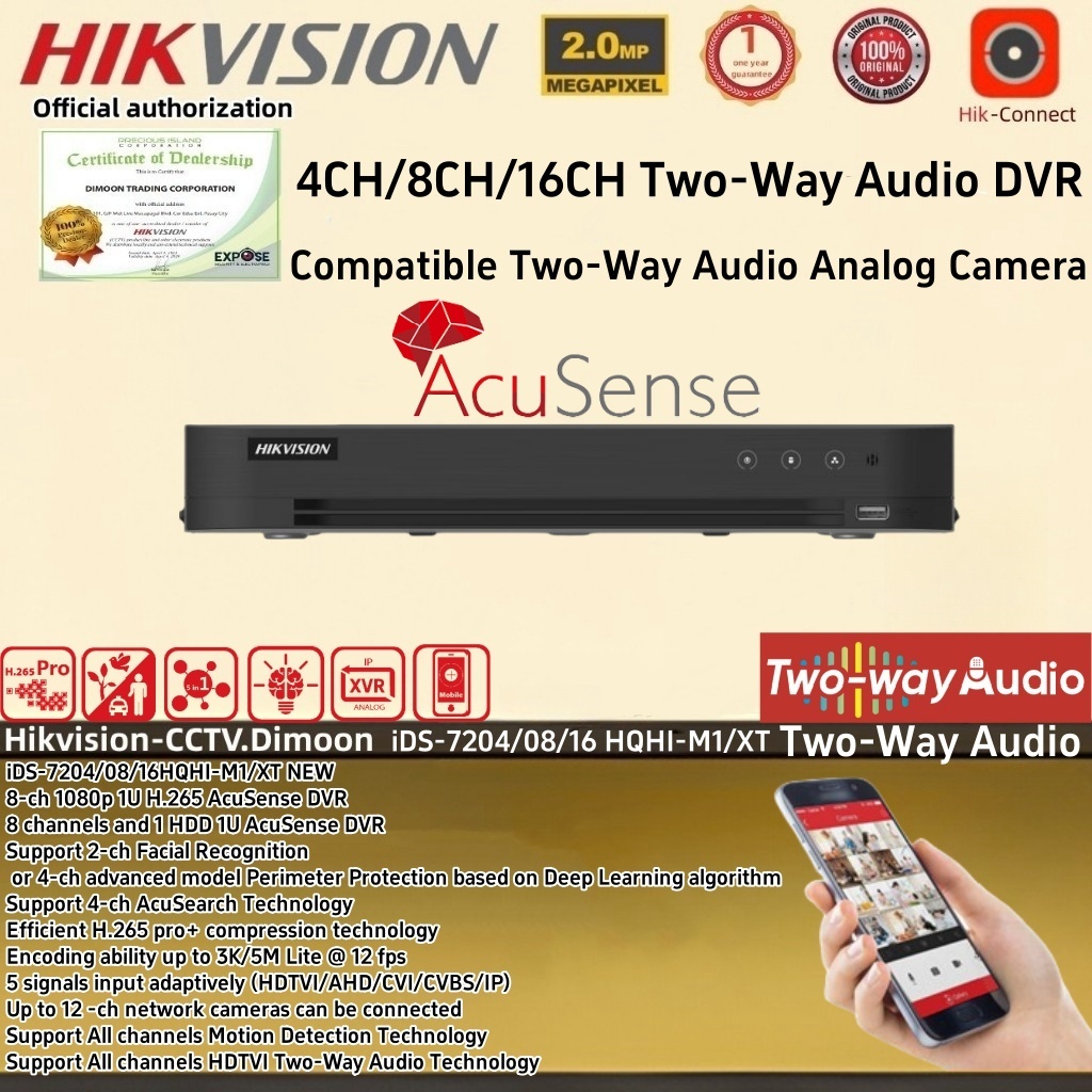 Hikvision 2MP 5MP DVR compatible Two-way Audio camera DVR 4CH/8CH/16CH ...