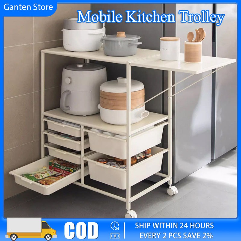 Mobile Kitchen Trolley with Drawers Kitchen Organizers Storage Rack ...
