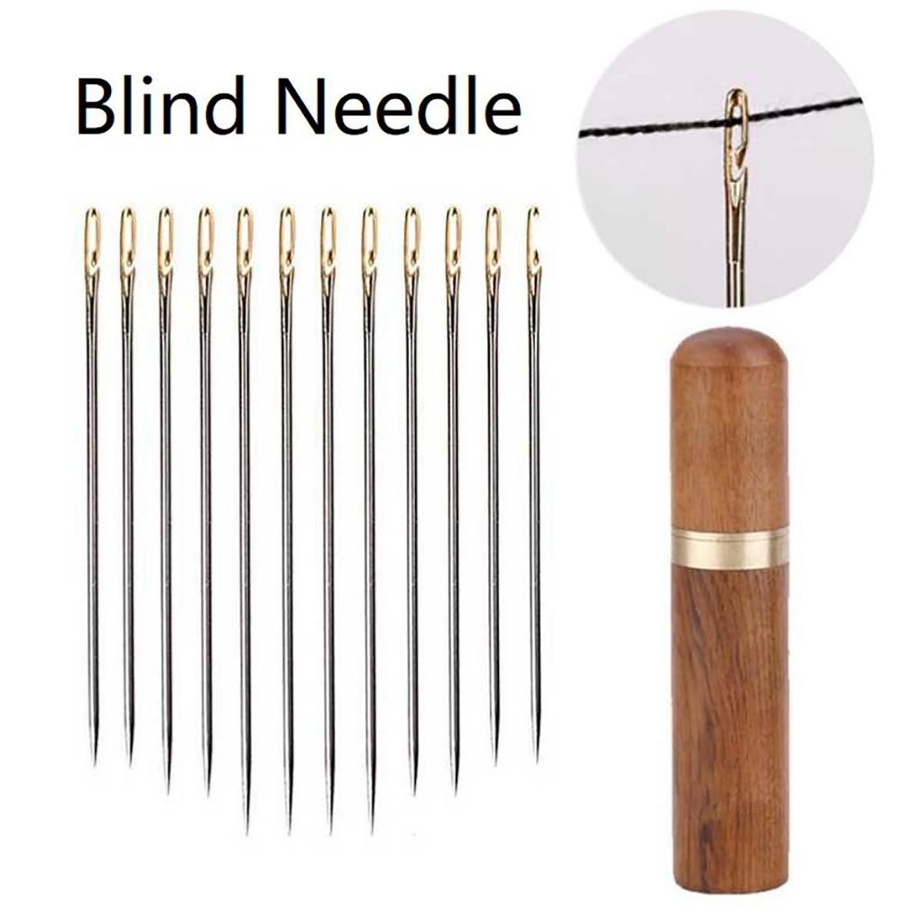 Stainless Steel Elderly Self Threading Needles / Side Hole Blind Sewing Needles / Quick ...