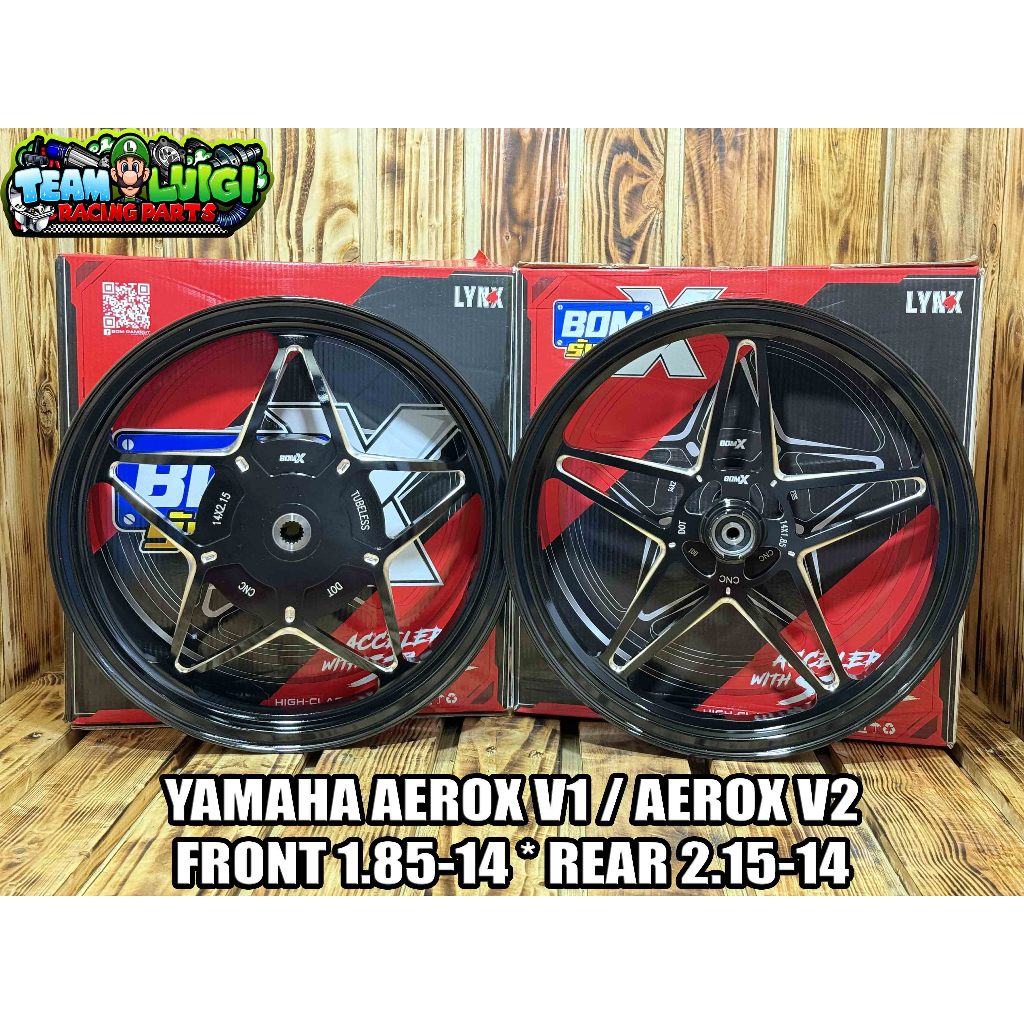 BOM X LYNX (STAR) CNC MAGS 14s 5 SPOKES YAMAHA AEROX V1 / AEROX V2 ...