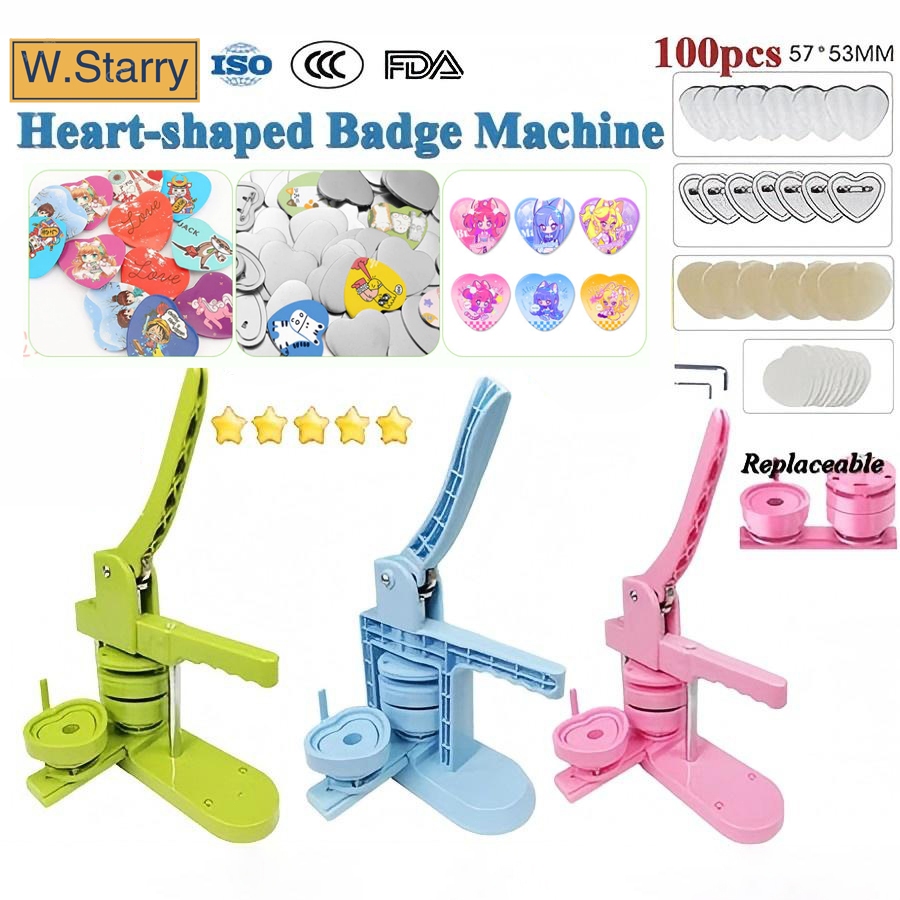 Heart shape button badge maker button badge making machine 57x 53 ...
