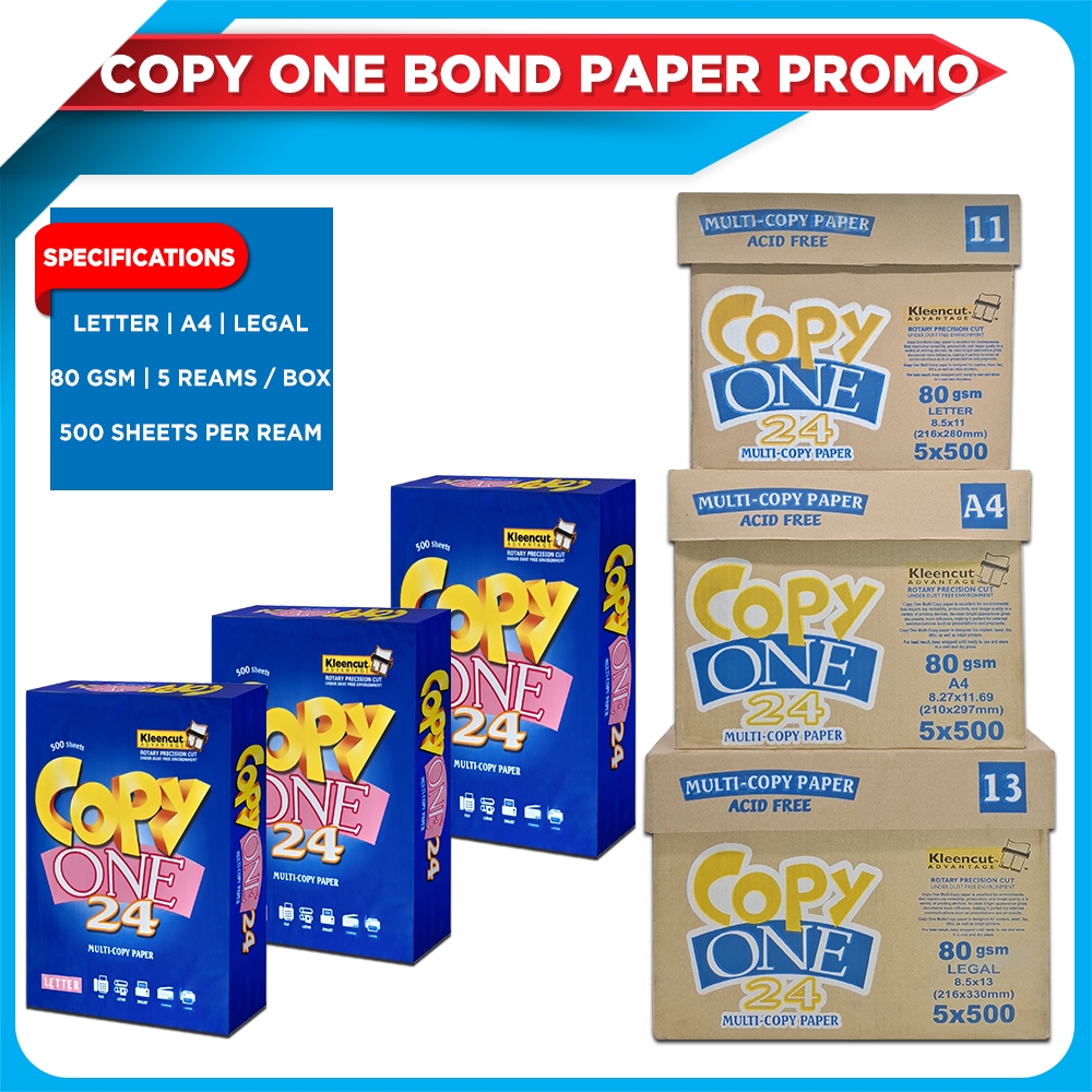 Copy One Bond Paper 80GSM (5 reams per box) | Shopee Singapore