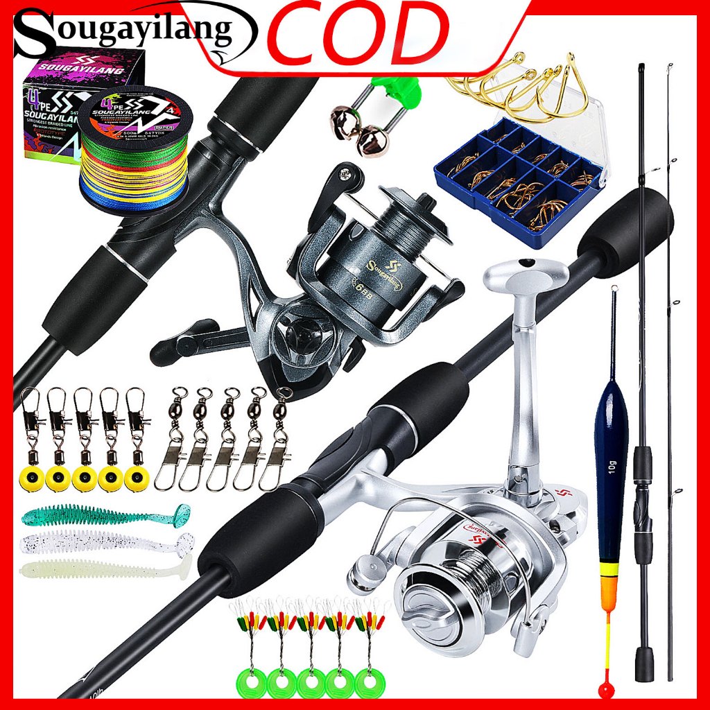 Sougayilang Set Spinning Fishing Rod Carbon Fiber 2 Section 1.8m ...