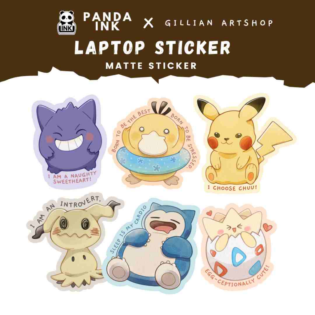Gengar Psyduck Pikachu Mimikyu Jigglypuff Laptop Sticker Matte | Shopee ...