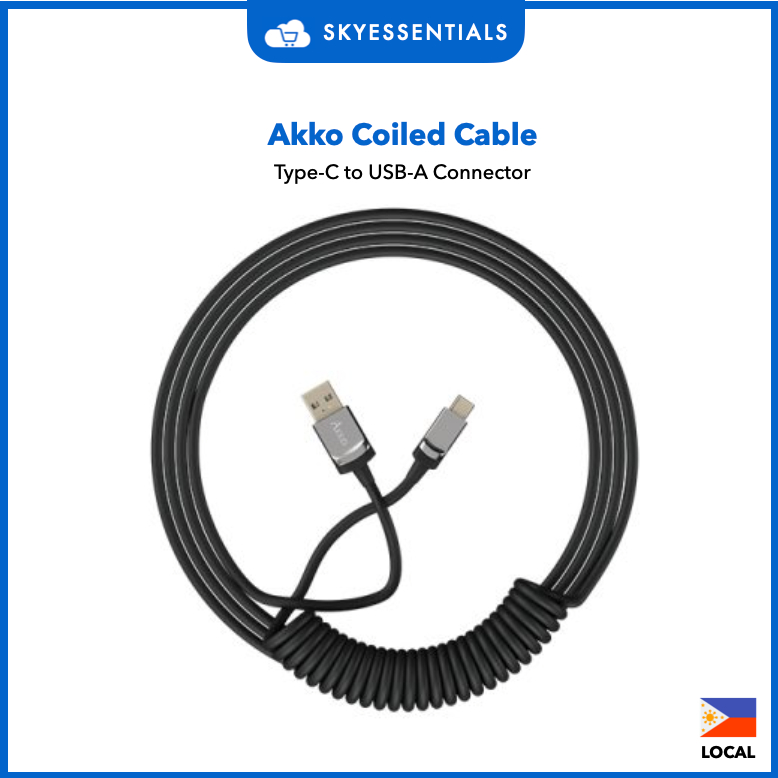 Akko Coiled Cable Type-C to USB-A Connector for Mechanical Keyboard ...