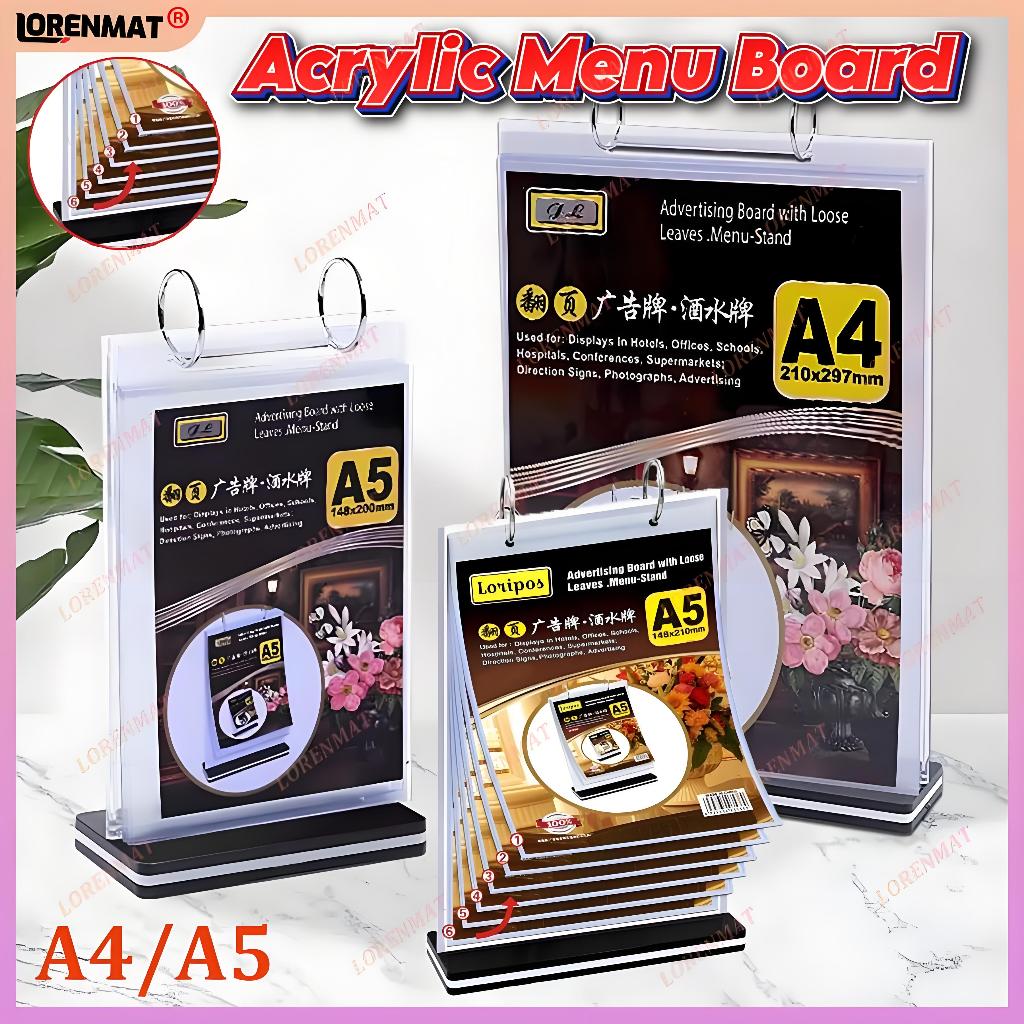A4/A5 Multi-Page Flip Acrylic Menu Board Transparent Turning Display ...