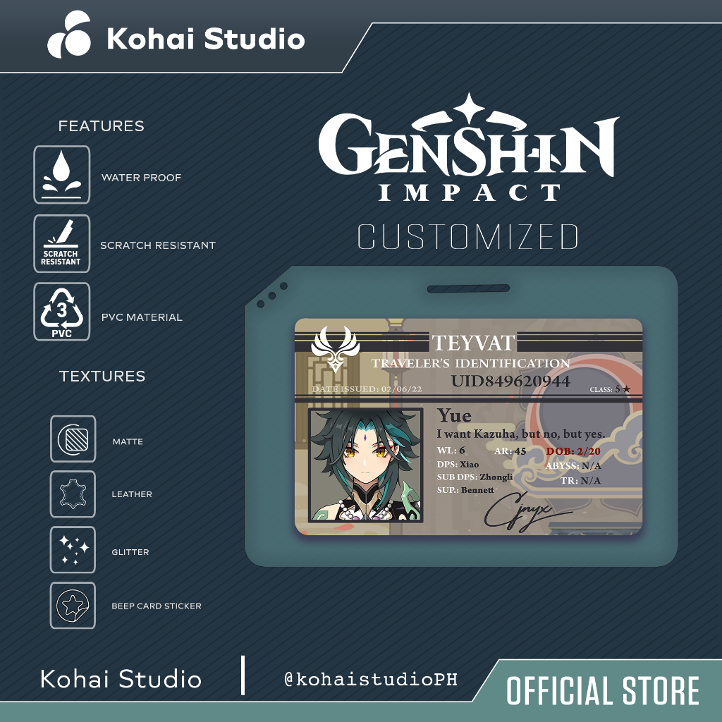 Genshin Impact ID Card Adventurer Identification Cosplay BEEP Sticker ...