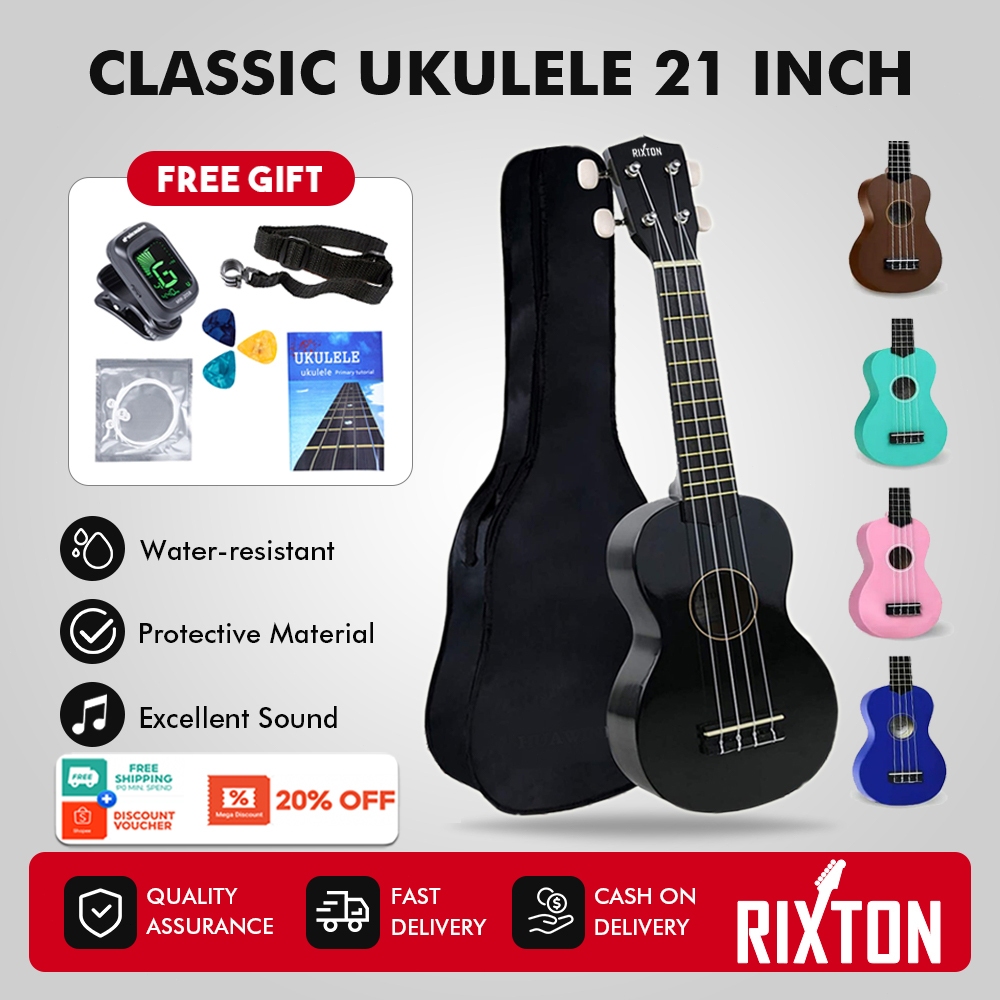 RIXTON Ukulele 4 Strings Soprano Spruce Basswood Guitar Set Complete ...