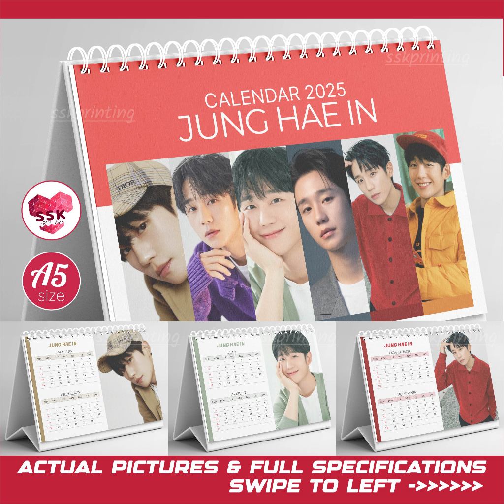 Jung Hae In A5 Desk Calendar 2025 | Mini Calendar with Stand | Fadeless ...