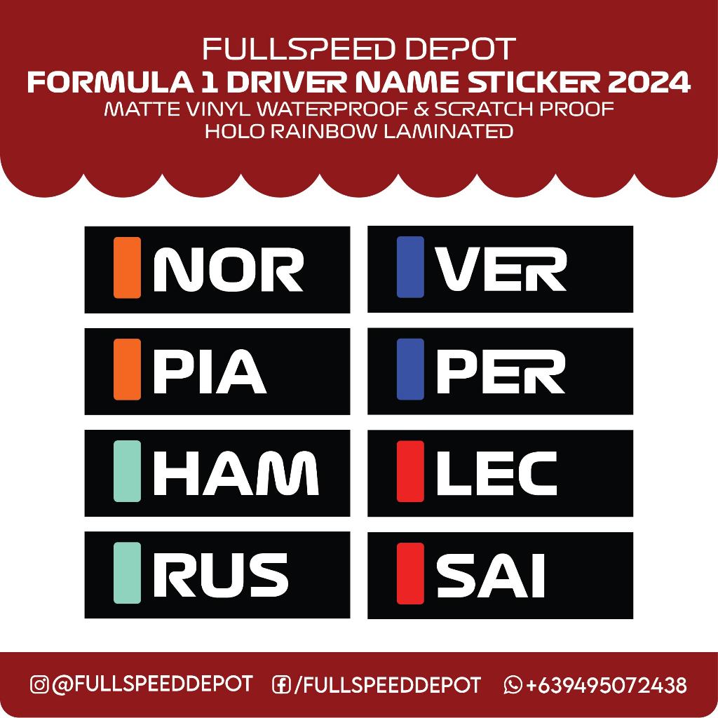 F1 Formula 1 Racing 2024 Driver Names Inspired Stickers Labels | Shopee ...