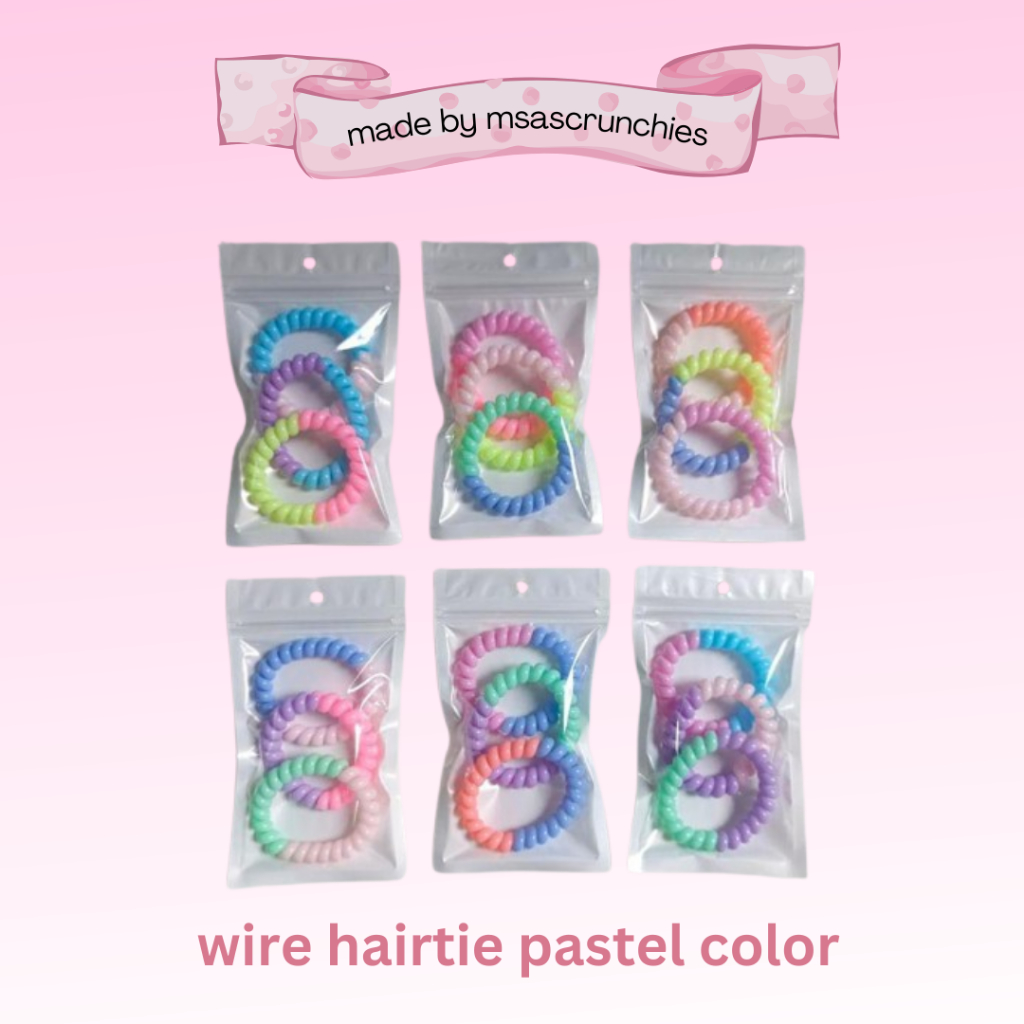 3pcs telephone wire hairtie ( Pastel assorted ) | Shopee Singapore