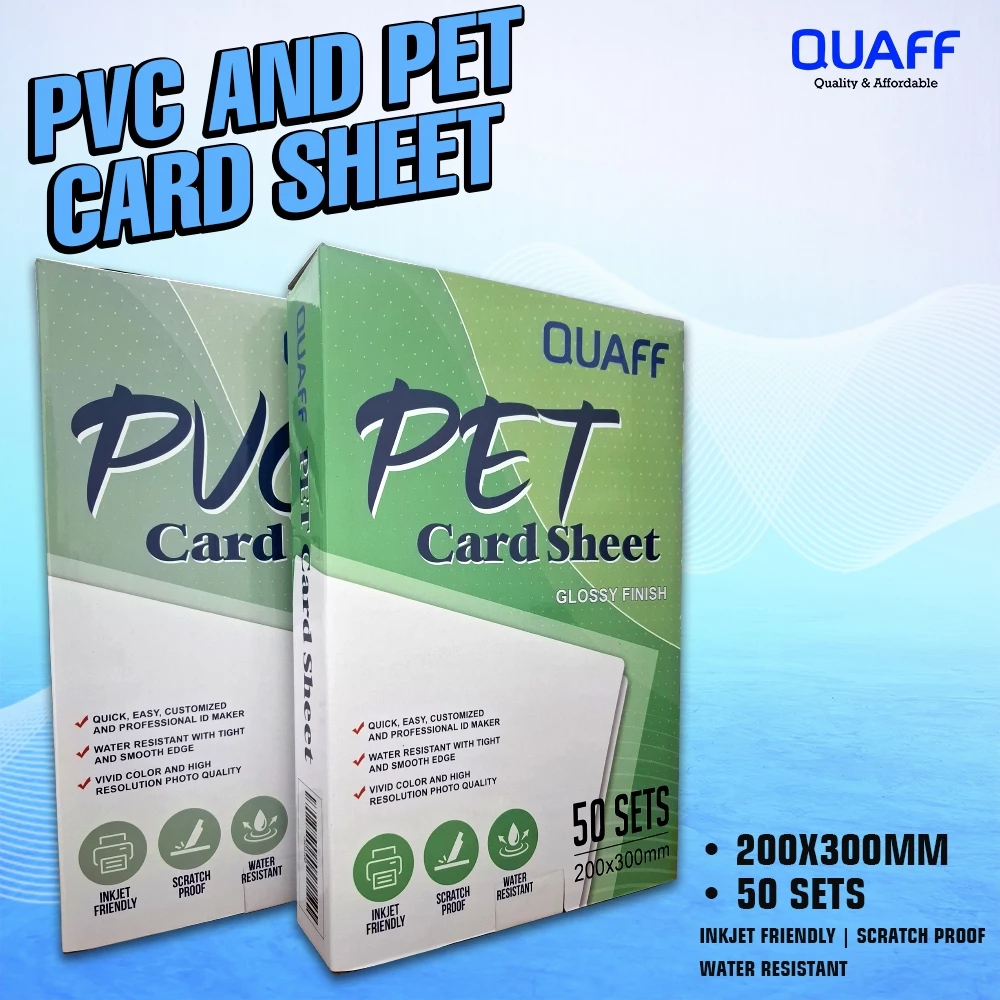 QUAFF PET Sheets / PVC Sheets 50set for ID Card Making 200x300mm ...