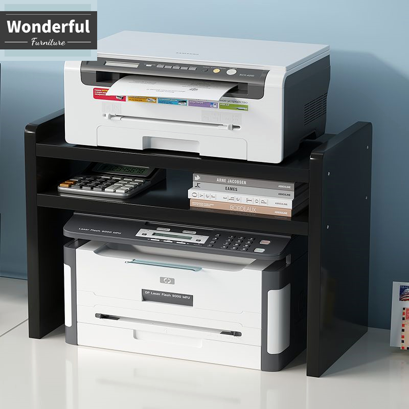24h black printer rack desktop organizer computer table with printer ...