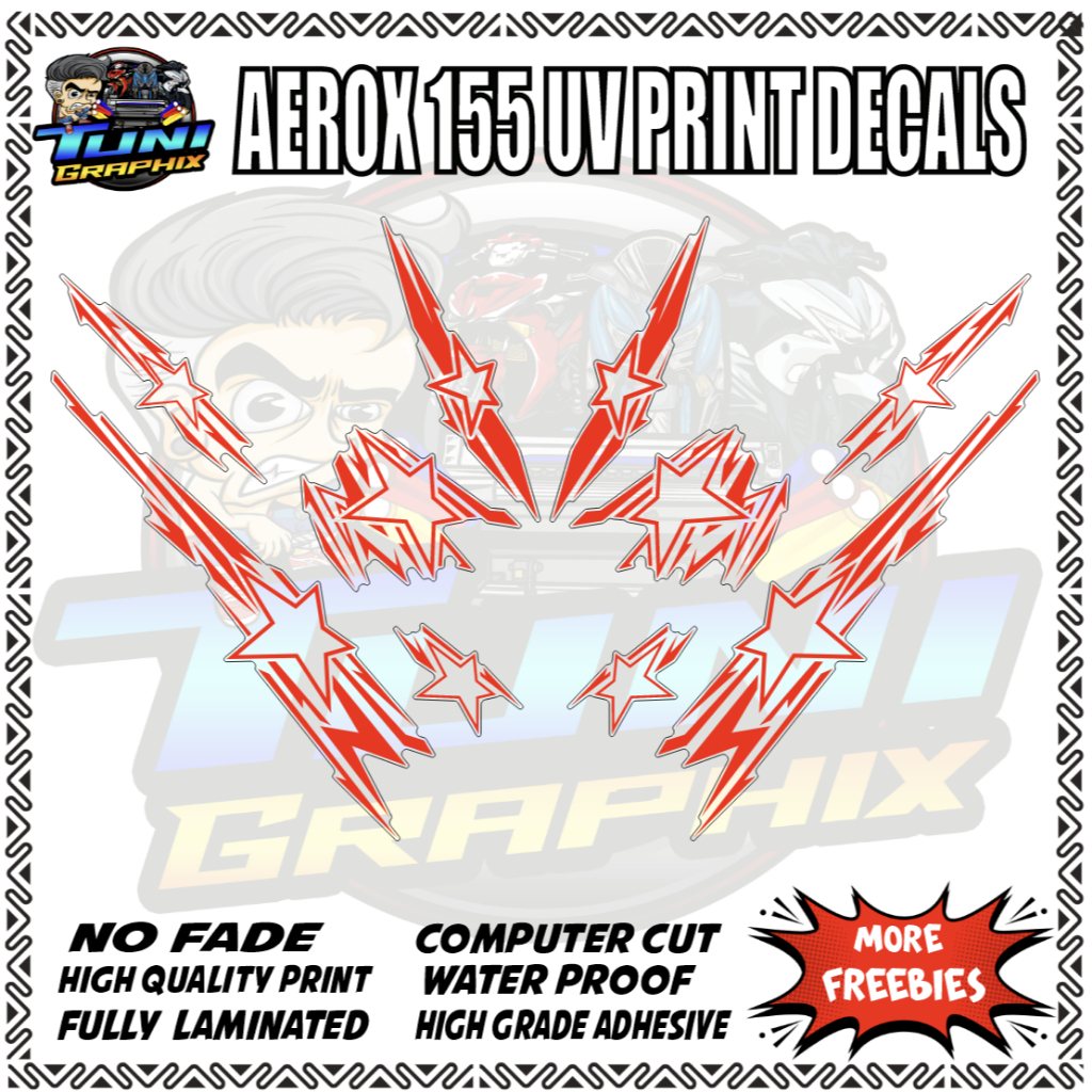AEROX 155 V2 Rising Star New Decals ( PREMIUM UV PRINT TRANSPARENT ...
