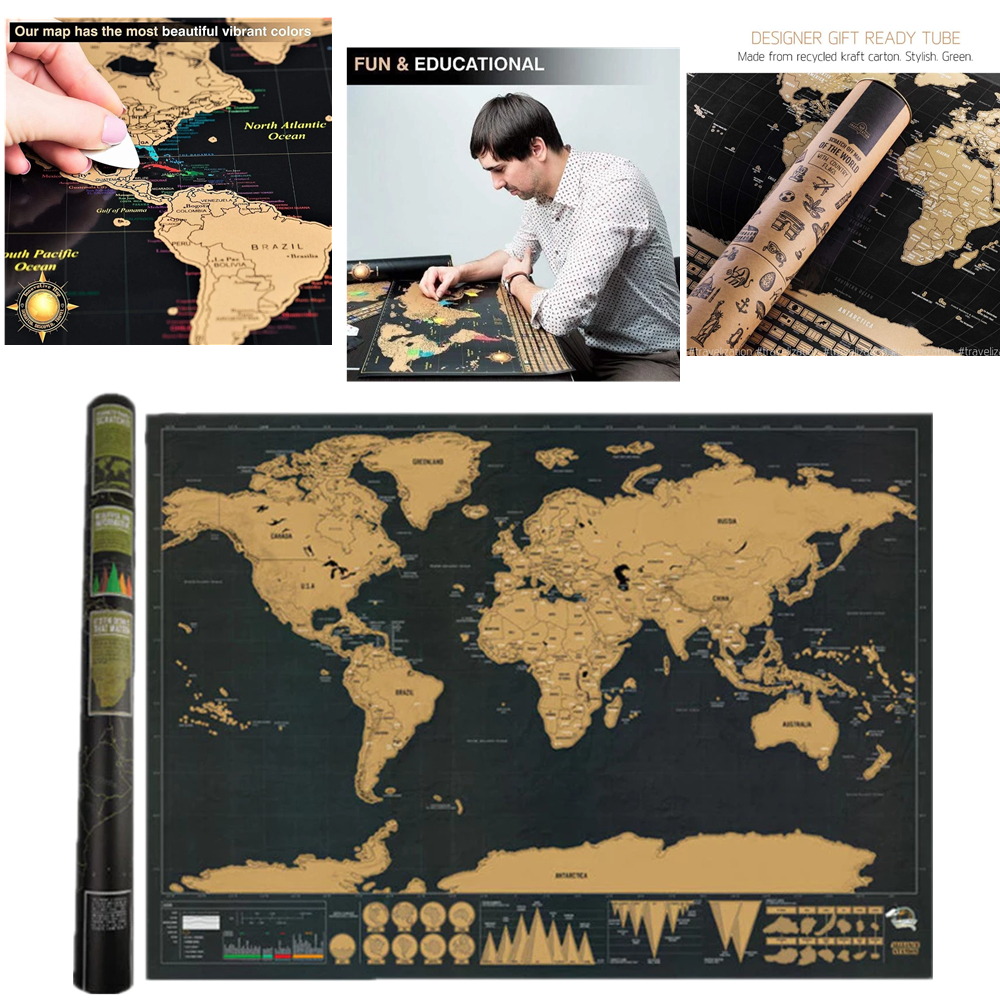 Scratch World Map Scratch Off Personalized Map Poster Travel Log Black ...