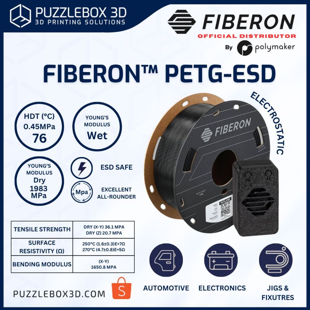 Polymaker Fiberon PETG-ESD 3D Printing Filament Electrostatic Discharge ...